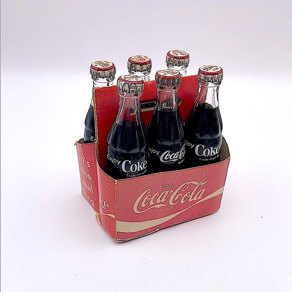 Coca Cola | Accents | Vintage Coca Cola 6 Miniature Glass Bottles Metal ...